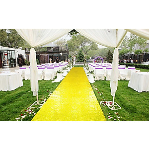 AMZLOKAE Aisle Runners for Weddings Sequin Aisle Runner Glitter Aisle Runner Rustic Outdoor Rug Runner Aisle Runner for Ceremony Sparkle Carpet Runner Bride Runner (4FTx15FT, Yellow)