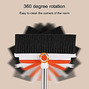Idoravan Indoor Broom and Dustpan Set, 360° Rotatable Dust Pan and Broom, Dustpan Combo for Home Kitchen Office Indoor Outdoor Sweeping 35 Inch Broom for Floor Cleaning Standing Dustpan with Teeth