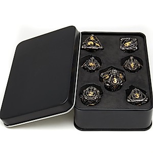 7-Piece Metal dice Set Skull Hollow Metal DND dice Set Suitable for Role Playing Dungeons and Dragons D&D dice