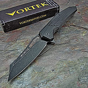 VORTEK Hawkeye EDC Folding Pocket Knife: Ball Bearing Pivot, Ultra Smooth One Hand Opening and Closing, 8Cr13MoV Reverse Tanto Blade, G10 Handles Provide Superior Grip