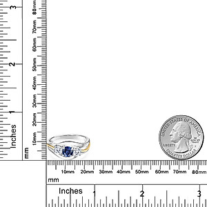 Gem Stone King 925 Sterling Silver and 10K Yellow Gold Personalized and Customized Name Engraved 3-Stone Round Gemstone Birthstone Ring For Women (Size 8)