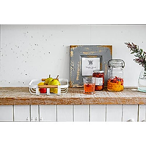 YAMAZAKI Home Tosca Fruit Basket - Kitchen Decorative Metal Holder Bowl - Steel + Wood, White