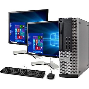Dell OptiPlex 790 Small Form Computer Desktop PC, Intel Core i5 3.1GHz Processor, 16GB Ram, 120GB M.2 SSD, 1TB Hard Drive, BTO WiFi | Bluetooth, New Dual DELL 19 Monitor, Windows 10 (Renewed)