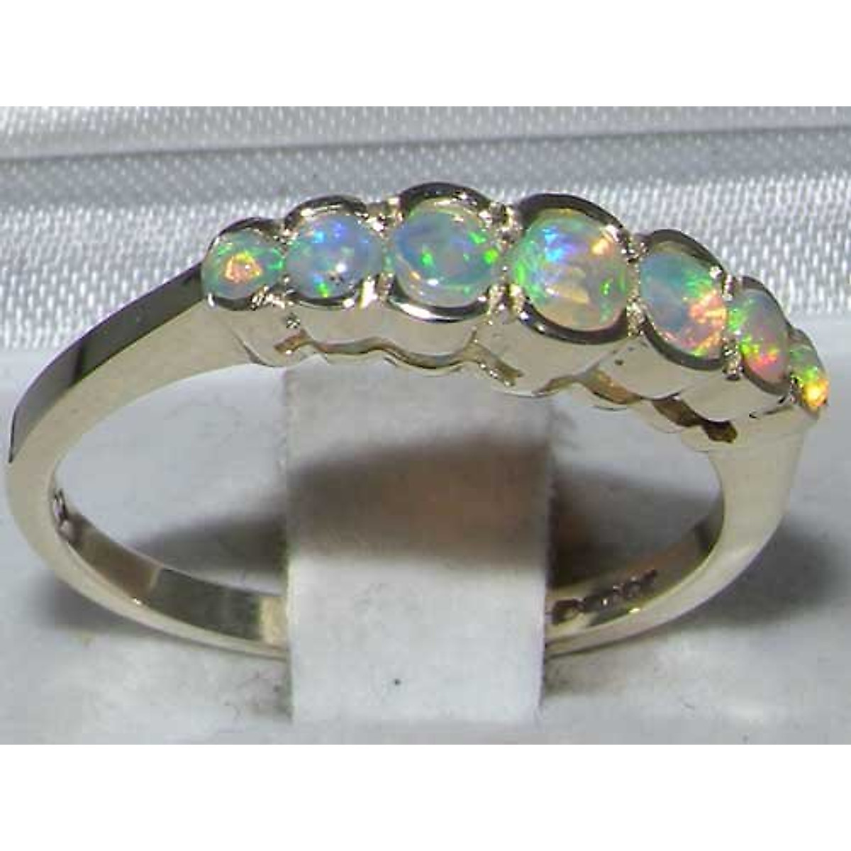 LetsBuyGold 925 Sterling Silver Natural Opal Womens Anniversary Ring - Size 7.25