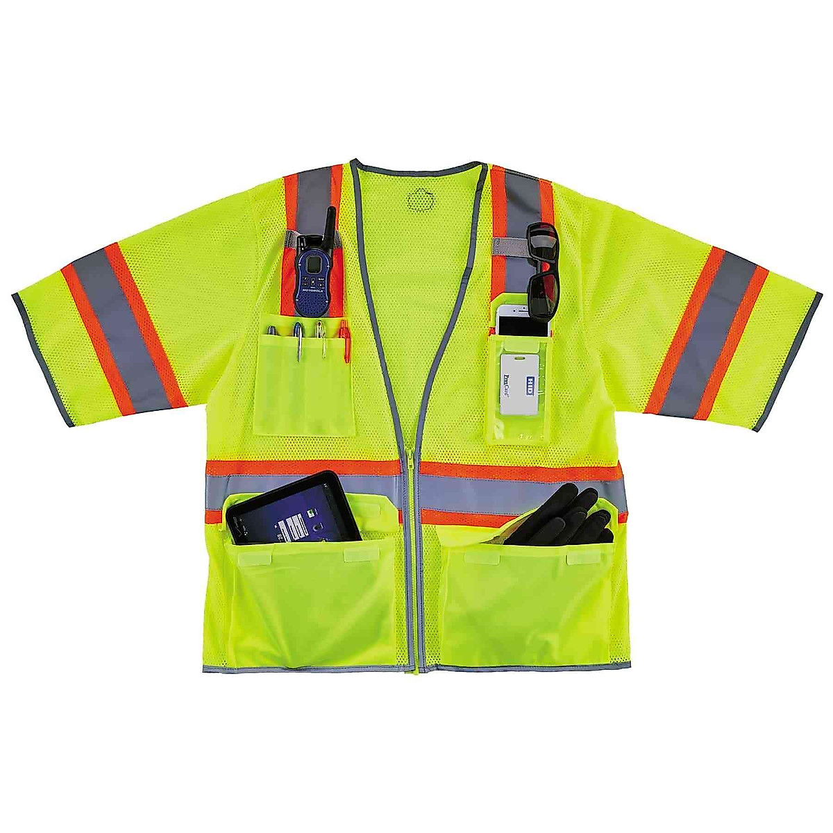 Ergodyne - 24169 Reflective Safety Vest, ANSI Class 3, Hi Vis Two Tone, 6 Easy Access Pockets, GloWear 8346Z,Lime, 4X-Large-5X-Large