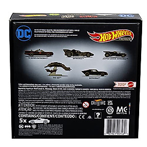 Hot Wheels Batman Batmobile Toy Car Bundle, Set of 5 Fan-Favorite Castings in 1:64 Scale with Special Packaging
