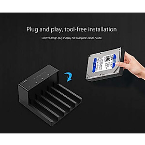 ORICO 5 Bay Docking with Clone USB 3.0 to SATA External Hard Drive 5 Bay Docking Station with Duplicator Offline Clone Function for 2.5 or 3.5in HDD/SSD Max Support 5X 16TB [6558US3-C]