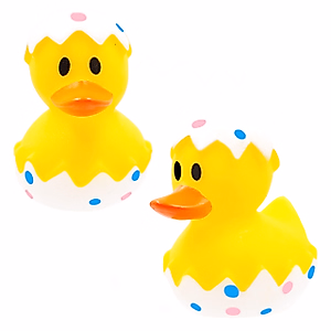 The Dreidel Company Happy Easter Rubber Duck Toy Bunny Rabbit Duckies for Kids Easter Eggs, Bath Birthday Gifts Baby Showers Summer Beach and Pool Activity, 2" (12-Pack)