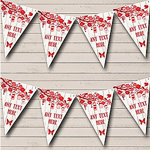 Shabby Chic Vintage Wood Red Personalized Retirement Party Bunting Banner
