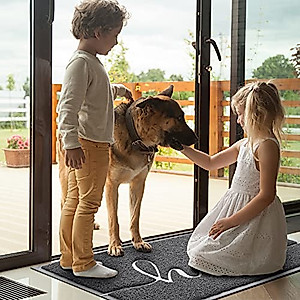 BeneathYourFeet Door Mat (30"x17.5",Dark Grey), Durable Welcome Mat Low Profile Floor Mat Front Doormat Non Slip Mats for Entryway, Patio, High Traffic Areas