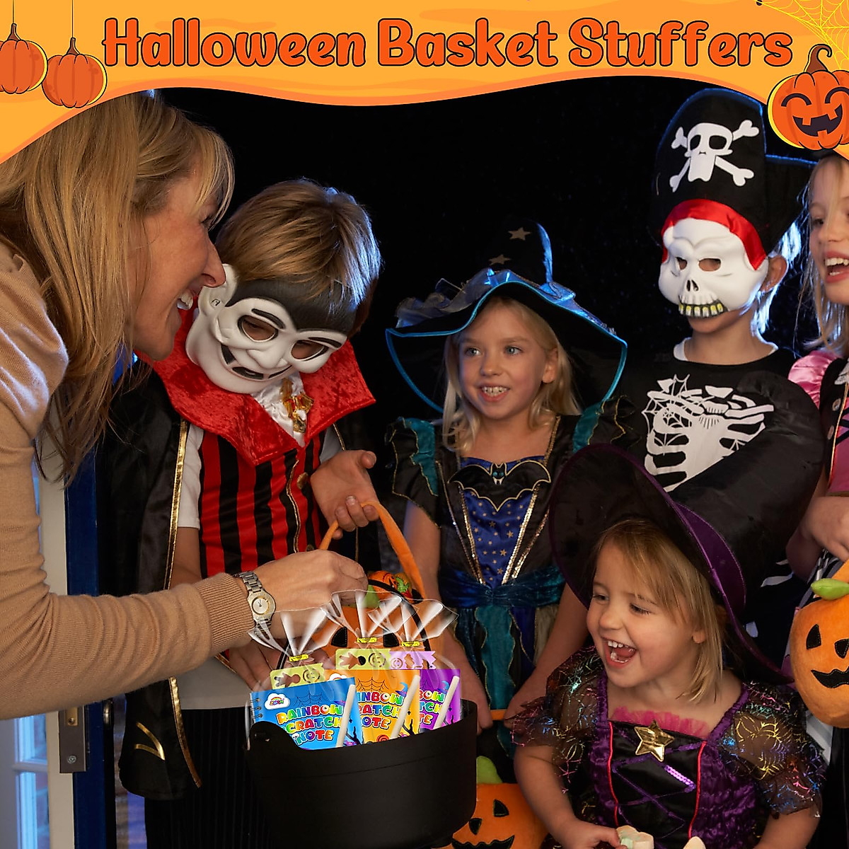 ZMLM Halloween Party Favors Toys Kids: 24 Pack Rainbow Scratch Art Notebook Bulk Scratch Art Party Favors Girls Boys Birthday Party Favors Classroom Prizes Gifts