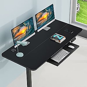 WOKA Electric Standing Desk Adjustable Height 48x24 in with Memory Controller, Ergonomic Motorized Standing Desk with Keyboard Tray, Rising Desk for Home Office Sit Stand Desk