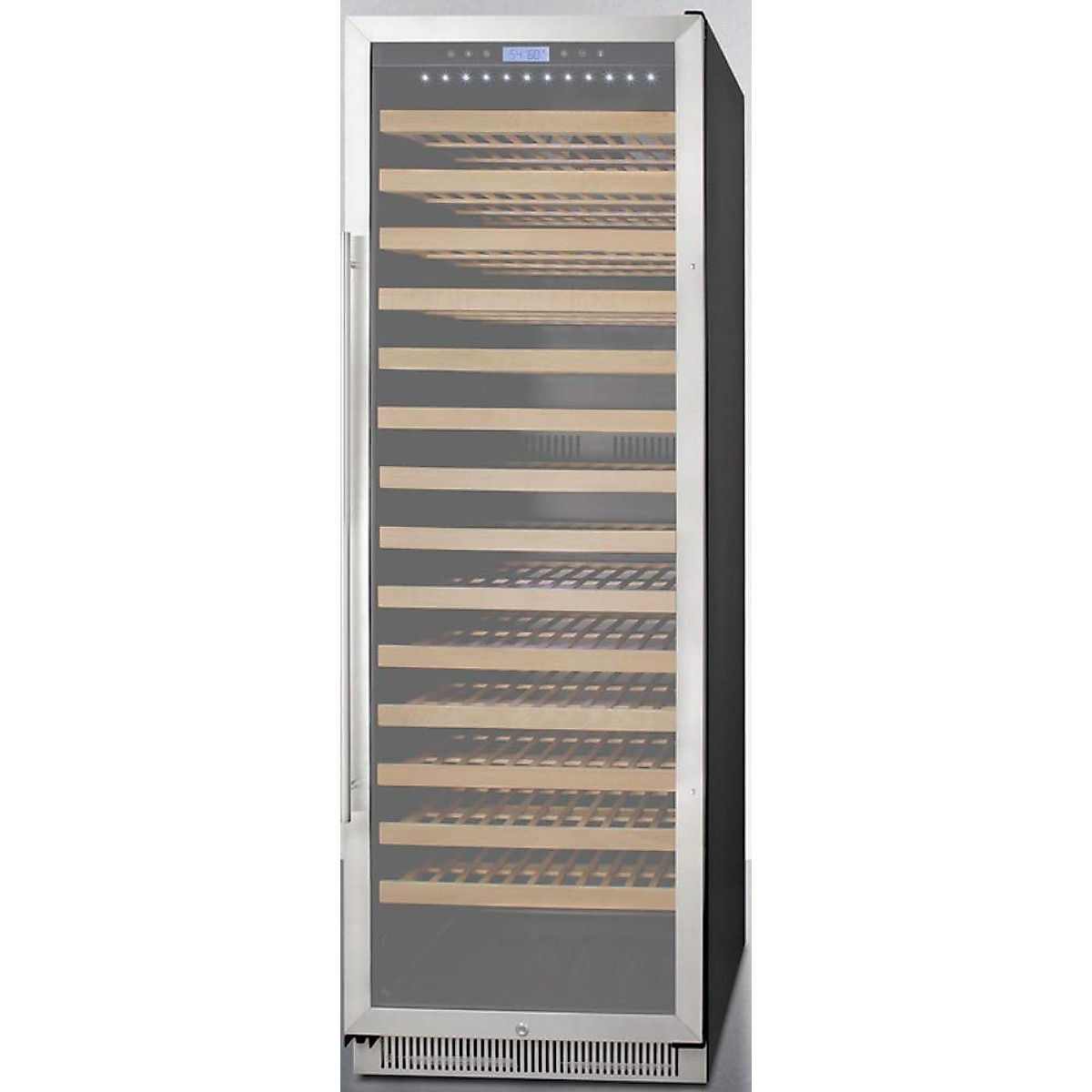 Summit Appliance SWC1926B 24" Wide Single Zone Wine Cellar For Built-In or Freestanding Use with Glass Door with Stainless Steel Trim, Digital Thermostat, Wooden Shelving and Factory-Installed Lock