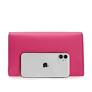 IXEBELLA Classic PU Clutch Purse for Women Dressy Party Clutch for Cocktail/Prom/Wedding (Hot Pink)