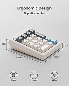 Kisnt Wireless Mechanical Number Pad, Bluetooth 5.0&2.4G Wireless Dual Mode Hot Swappable Numeric Keypad,17 Keys Gasket Numpad, Ten-Key with PBT Keycaps for Laptop/PC/TKL Keyboards(Linear Switch)