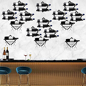 2 Style Metal Wall Mounted Wine Holder, Upgrade Foldable Hanging Wall Wine Rack Organizer for 2 Liquor Bottles, Red Wine Bottle Display Hanger with Screws for Home Kitchen Bar Wall Décor