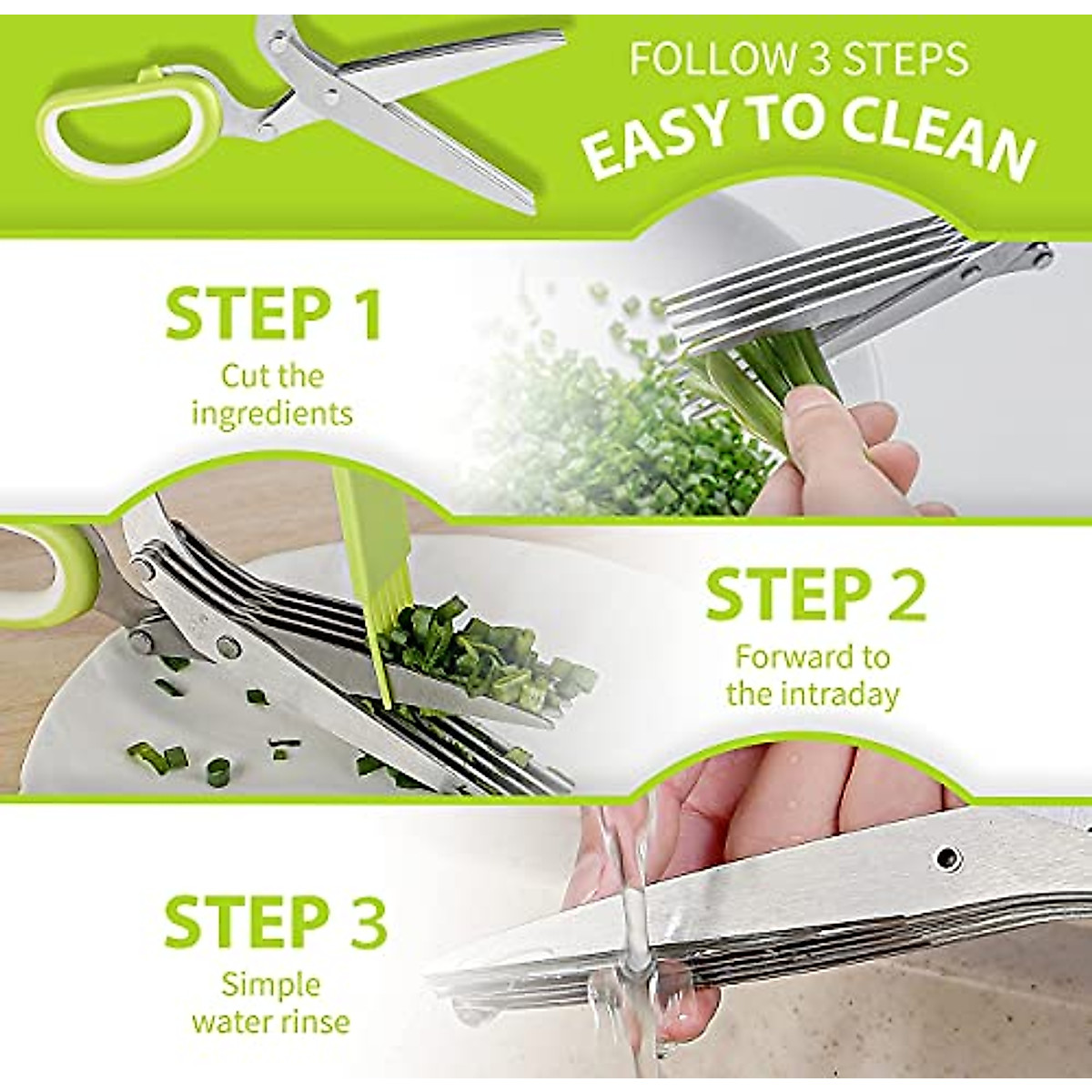 2 Packs Herb Scissors Set - Herb Scissors with 5 Blades and Cover, Herb shears with 3 Blades, Shred Silk Knife, Cool Kitchen Gadgets for Cutting Fresh Garden Herbs. Also Used for Cutting Paper.…
