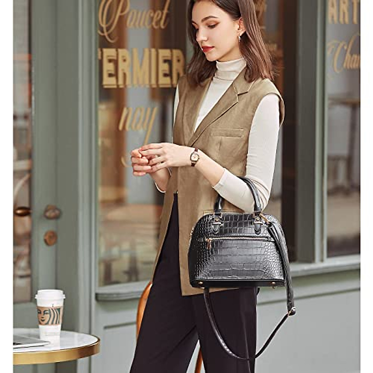 OUKUPA Shoulder Handbag for Women Crossbody Bags Top Handle Satchel Purse Tote Bag Elegant Ladies Handbags Evening Bags Vegan Leather