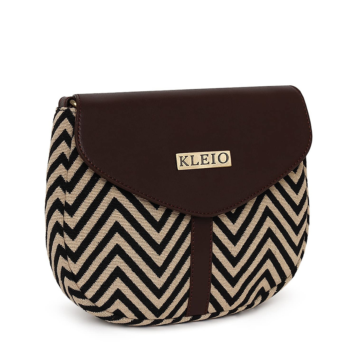 KLEIO Women's Pu Leather Jacquard Crossbody Side Sling Handbag Black