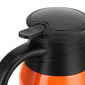 Electric Kettle, 800ML 10x24.5cm Orange Car Electric Kettle with Temperature Display Car Boiling Cup DC 12V Stainless Steel Kettle