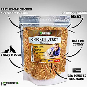 Vet Recommended Premium Chicken Jerky for Dogs - Giant 8oz Bag | All Natural Dog Treats - Single Ingredient - No Fillers or Preservatives - Whole Dehydrated Chicken; Not Formed - Made in USA