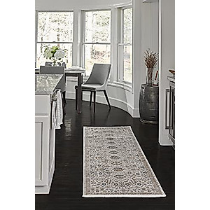 Momeni Cambridge Viscose and PES Traditional Indoor Area Rug, Grey, 3'11" X 5'5"