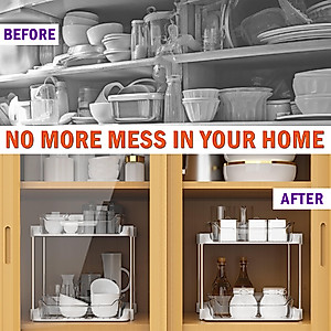 TOPITOP 2 Pack of 2 Tier Under Sink Organizer for Bathroom, Kitchen Sink Organizer Under Cabinet Storage, Pull Out Make Up and Vanity Cabinet Organizers with Movable Dividers