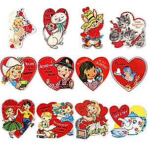 K1tpde 12PCS Vintage Valentines Day Cutouts, Retro Valentine Cut-outs Cardboard, Large Size Valentines Theme Cutouts, Love Holiday Party Decorations, Hearts Cutout Decor, Couple Wedding Party Supplies