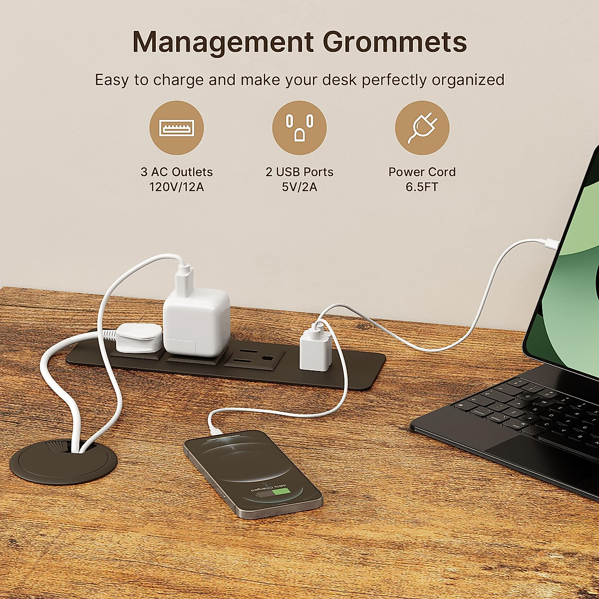 Gizoon 66” L Shaped Desk with Drawers, Large Corner Computer Gaming Desk with Power Outlet, Dual Monitor Stand and Shelves, Rustic Brown