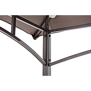 Coen L-GG001PST-F 8' X 5' Soft Top Brown Double Tiered Canopy 4Pcs Led Gazebo Grill