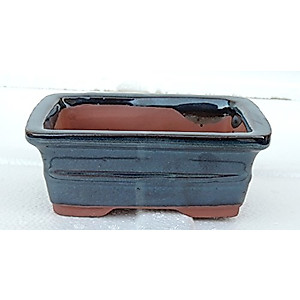 Ceramic Bonsai Pot - Rectangle 6 x 4.5X 2 Color Blue