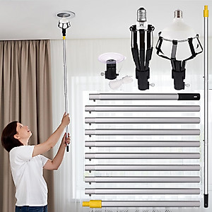 Liaakrr 12FT Light Bulb Changer for High Ceilings, Light Bulb Changer with Baskets and Suction Cup,High Ceiling Light Bulb Changer with Pole, Light Bulb Removal Tool for Household Hanging Lights