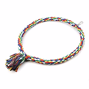 Bird Rope Swing, Cotton Bird Circle Ring Rope Perch Stand Swing Chewing Toy Birdcage Decoration Accessory for African Grey Budgie Parakeet Cockatiel Cockatoo(L)