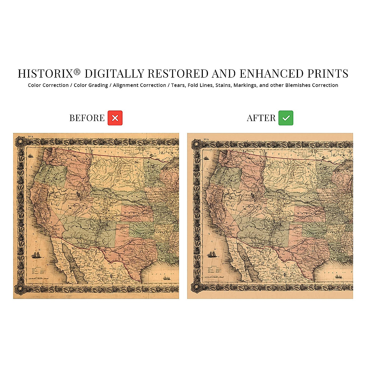 HISTORIX Vintage 1861 United States Military Map - 18x24 Inch Vintage Map of the United States Wall Art - Civil War of USA Map History - Old United States Map Poster - Colton's US Civil War Map