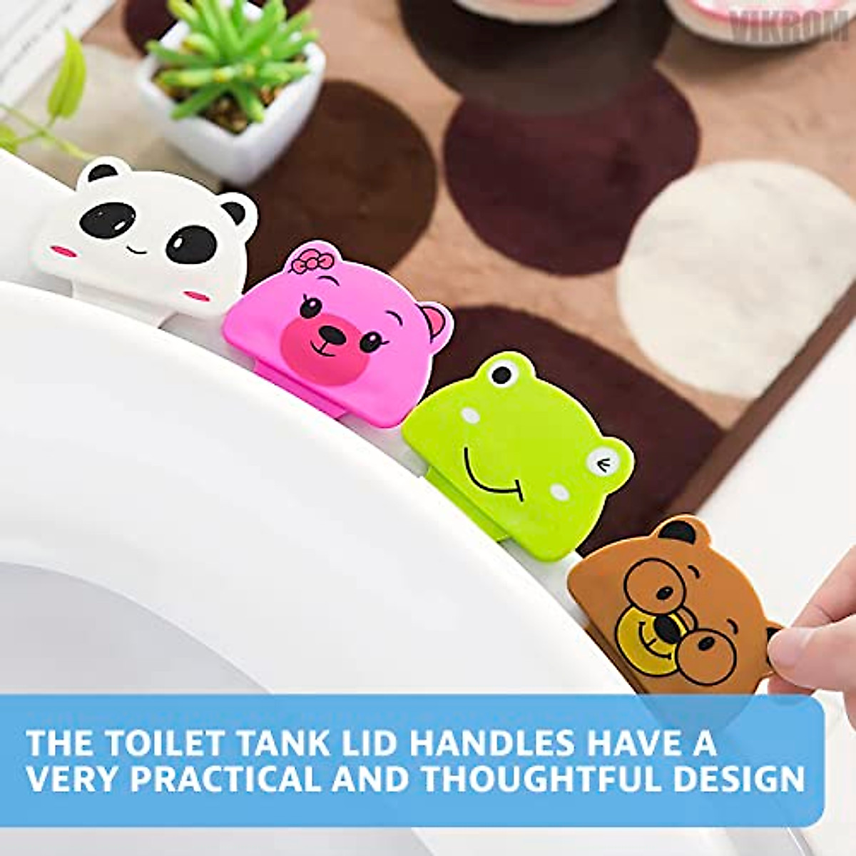 VIKROM 4Pcs Toilet Seat Lid Lifter Tool Toilet Seat Lifter Handles for Toilet Seat Cover Adhesive Handle Avoid Touch Tool Toilet Seat Handles - Self Adhesive Toilet Seat Handle Lifter Toilet Tool