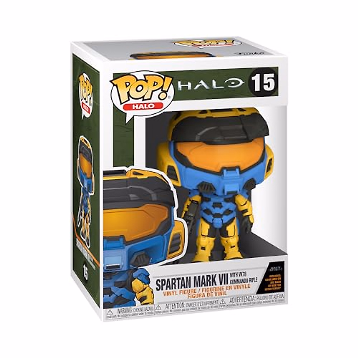 Funko Pop! Games: Halo Infinite - Spartan Mark VII with VK78, Blue & Yellow, with Game Add On, 3.75 inches