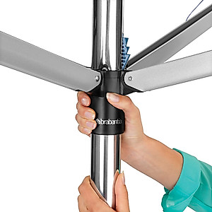 Brabantia Topspinner Outdoor 4 Arm Spinning Clothesline Rotating, Folding Clothes Drying Rack + Ground Spike, 164 Feet, Metallic Gray