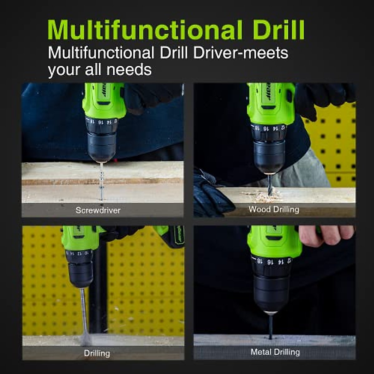 Meagle Cordless Drill, 20V Power Drill set with Battery & charger, 2 Variable Speed Electric Power Drill 18+1 Torque Setting, 3/8” Chuck with Drill Bits& Tool Bag