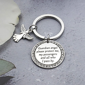 WAJJUAN Guardian Angel Prayer Keychain Guardian Angel Please Protect Me My Passengers Keychain Drive Safe Keychain Prayer Gift (Angel K), 1.18