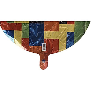 Unique Building Block Birthday Foil Balloon, 18", Multicolor