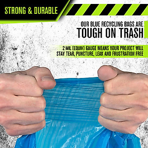 Aluf Plastics H-RBL65 65 Gallon Blue Trash Bags - (Pack of 50) - 2.0 MIL (Equivalent) - Garbage or Recycling Bags 50" x 68" - Large Plastic Can Liners - for Industrial, Home, Contractor, Recycling