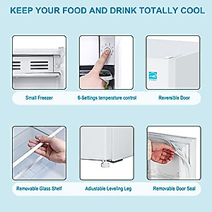 Frestec 2.5 CU' Mini Refrigerator, Small Refrigerator, Mini Fridge with Freezer, Compact Refrigerator, White (FR 250 WH)