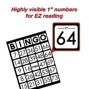 Royal Bingo Supplies EZ Readers Large-Format 8.5" x 11" Bingo Cards with Jumbo 1-inch Numbers (Pack of 25)