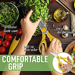 Zulay Kitchen Scissors Heavy Duty - Ultra Sharp Stainless Steel Kitchen Shears With Protective Cover - Multipurpose Food Scissors & Meat Scissors For Poultry, Fish, Herbs, & More (Yellow)