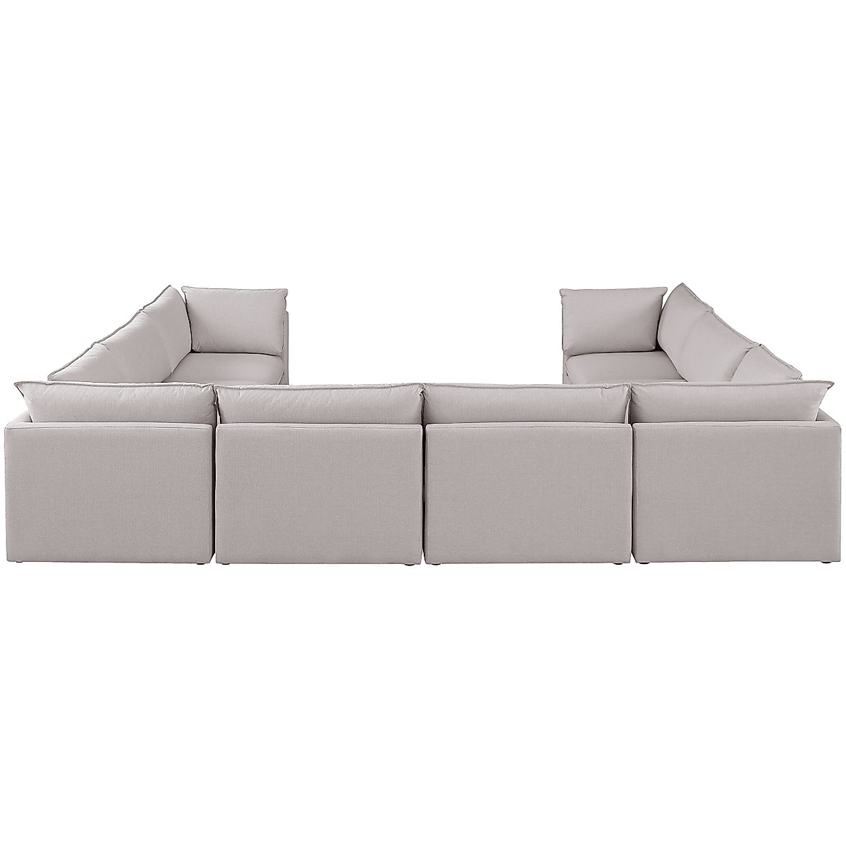 Meridian Furniture 688Beige-Sec8A Mackenzie Collection Modern | Contemporary Linen Textured Upholstered Modular Sectional, Beige, 160" W x 120" D x 35" H