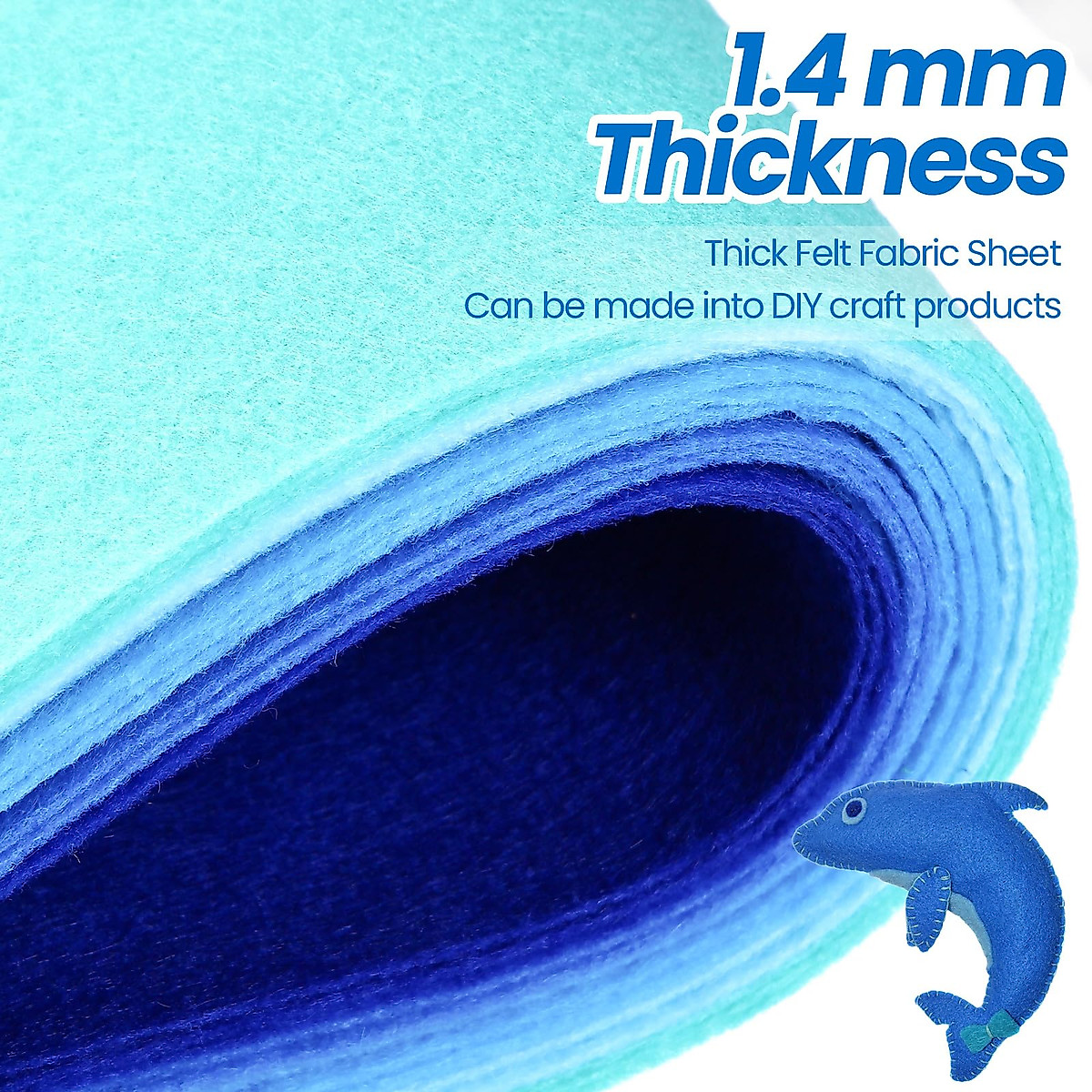 Peryiter 150 Pcs Blue Felt Fabric Sheet for Craft 8 x 12 in Felt Sheet for Craft Assorted Felt Fabric Craft Felt Square for Crafting Sewing Patchwork Project(Blue Series)