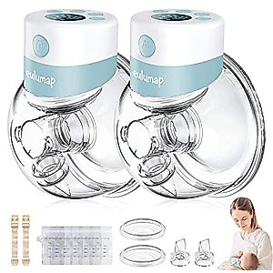 Breast Pump - Hands Free Breast Pump, Double Wearable Electric Breast Pump, Rechargeable Portable Breast Pump with 2 Modes & 9 Levels,LCD Display Memory Function, 24mm Flange