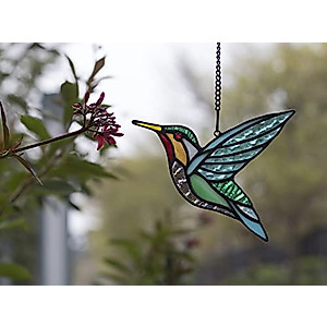 HAOSUM Stained Glass Birds Window Hangings, Stained Glass Hummingbird Decorations,Bird Suncatcher for Window Decor Hummingbird Gifts for Mom,Bird Lovers