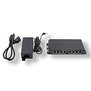 PoE Texas 8 Port Passive PoE Switch - 24v Passive Unmanaged Network Gigabit PoE Switch w/ 1 Uplink Port, Power 7 Devices, Includes 24 Volt 60 Watt Power Supply, for Ubiquiti & Mikrotik Devices