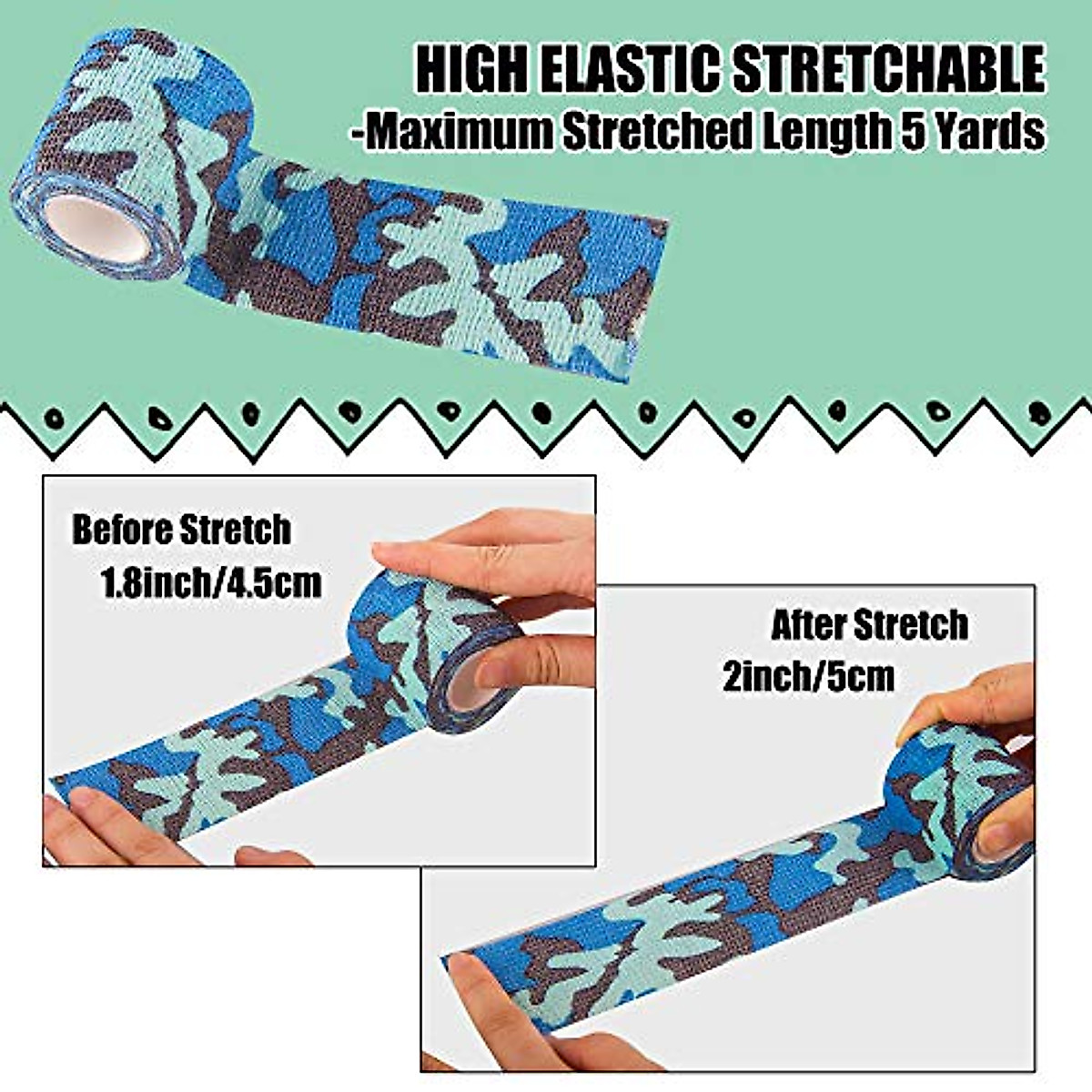 24Pack Self Adhesive Tape, Wrap Flex Bandages Leg Wrap Adherent Non-Woven for Dog Cat Horse Pet Animals Ankle Sprains & Swelling, 2 Inch 5 Yards (Camouflage Patterns)